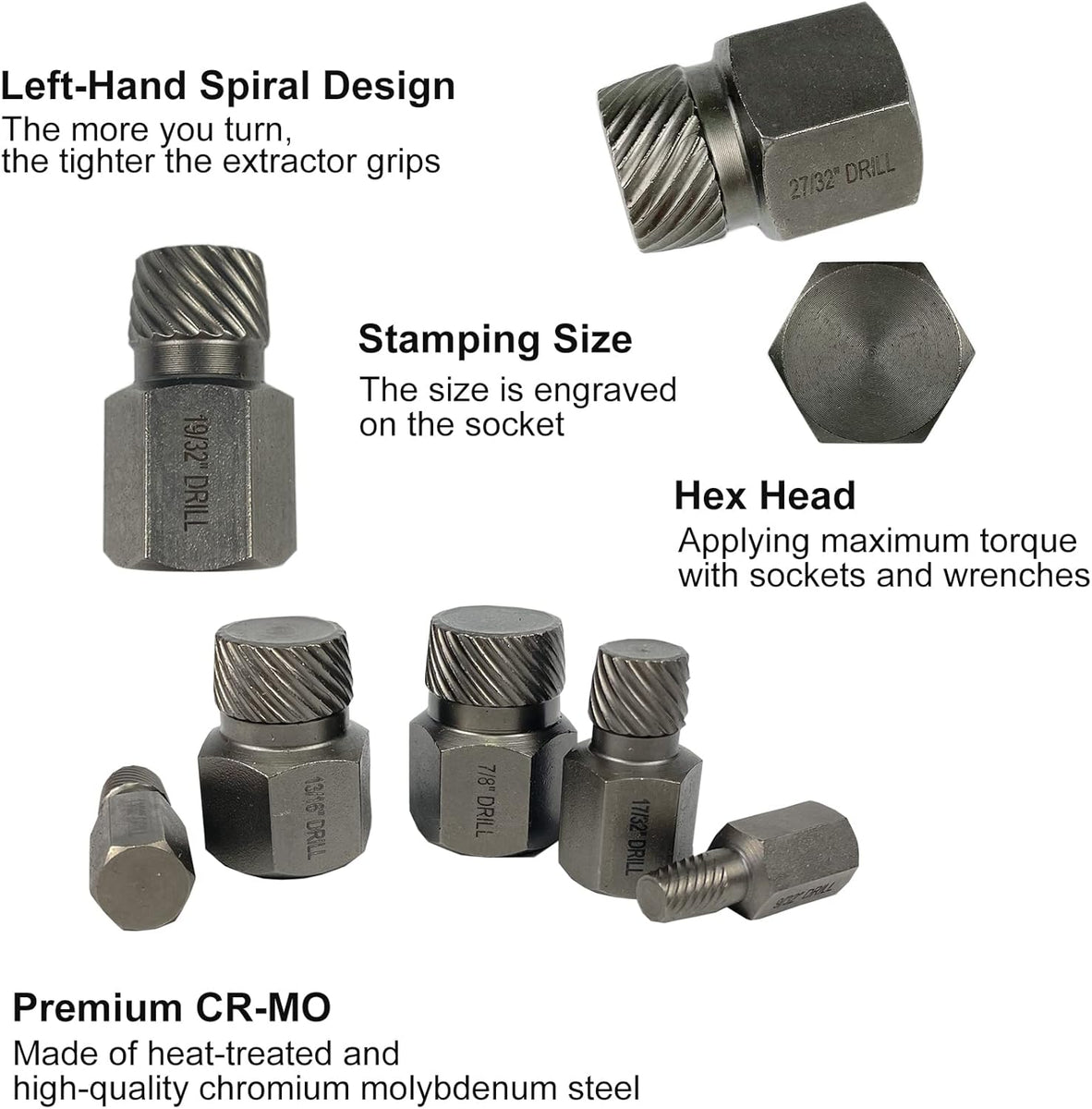 25Pcs Screw Extractor Set, Hex Head Multi-Spline Easy Out Bolt ...